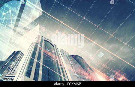 Digital image of bottom view of tall skyscraper Stock Photo - Alamy