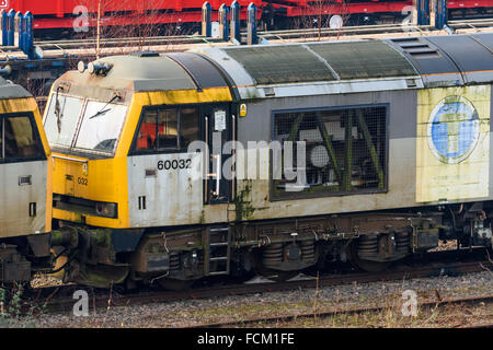 EWS class 60 diesel-electric locomotive hauling southbound a train of ...