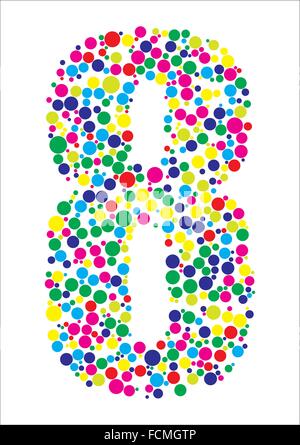 number Eight icon sign. Multicolored paper stickers. Vector ...