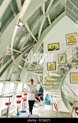 Inside the Atomium is built in 1958 for the world fair in Brussels ...