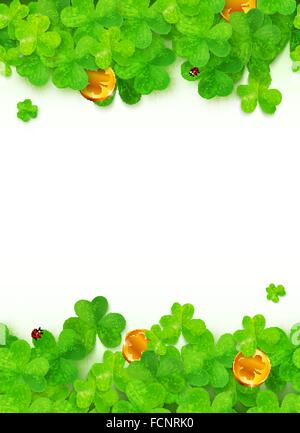 ireland pattern backdrop with coins and clovers vector illustration ...