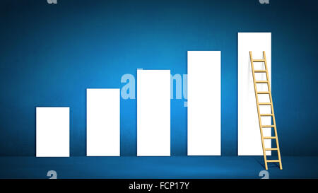 Conceptual image with ladder reaching increasing graph Stock Photo - Alamy
