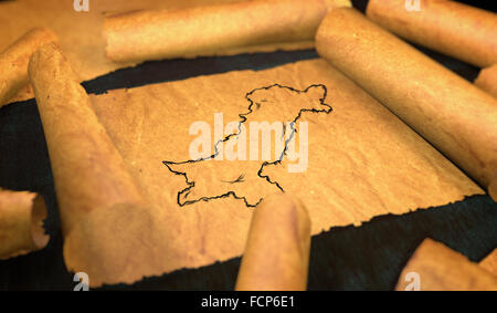 Vintage paper map of Pakistan Stock Photo - Alamy