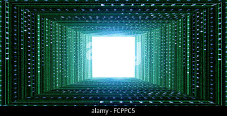 green matrix tunnel and light at the end Stock Photo - Alamy