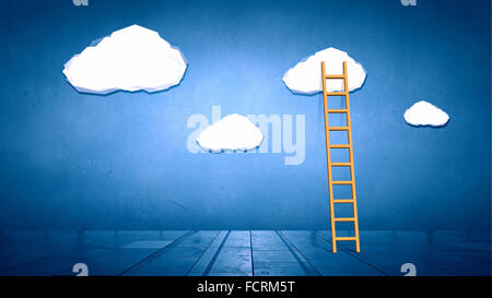 Conceptual designed image with ladder to cloud Stock Photo - Alamy