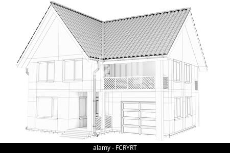 Blueprint of house structure 3D Stock Photo - Alamy