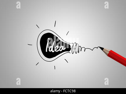 Idea concept image with pencil drawing light bulb Stock Photo - Alamy
