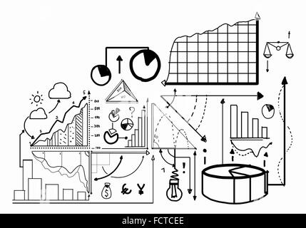 Market concept with pencil drawing graphs and diagrams Stock Photo - Alamy