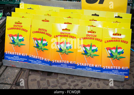 Cannabis seed packets for sale in the Bloemenmarkt (flower market ...