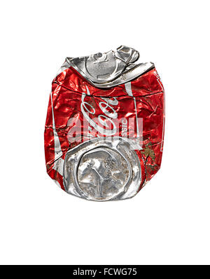 Crumpled crushed Coca Cola can. On white background Stock Photo - Alamy