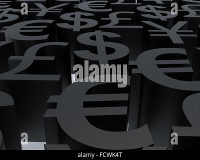 Currency symbols. 3d illustration. High resolution image. Symbols white ...