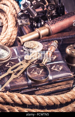 Vintage Nautical Instruments Stock Photo - Alamy