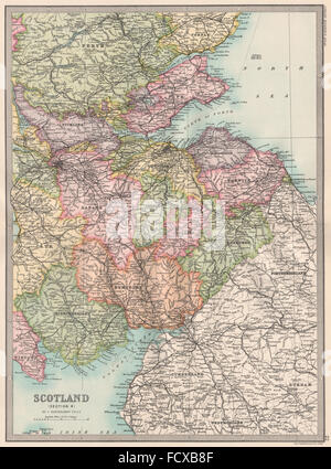 SCOTTISH BORDERS. Scotland south. BARTHOLOMEW 1952 old vintage map plan ...