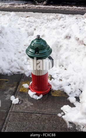 Red fire hydrant with snow flag, Vail, Colorado Stock Photo - Alamy