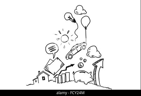 Background image with sketches of life values Stock Photo: 94022087 - Alamy