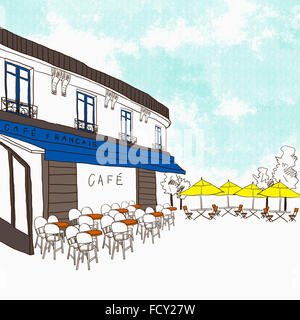 Sketch illustration describing terrace outside Stock Photo - Alamy