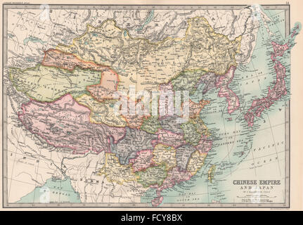 EAST ASIA: Chinese Empire & Japan. China Korea Mongolia. COLLINS, 1880 ...