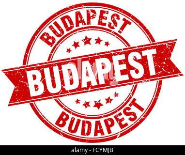 Budapest red round grunge vintage ribbon stamp Stock Photo - Alamy