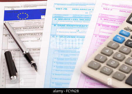 Vat tax - documents Polish Stock Photo - Alamy