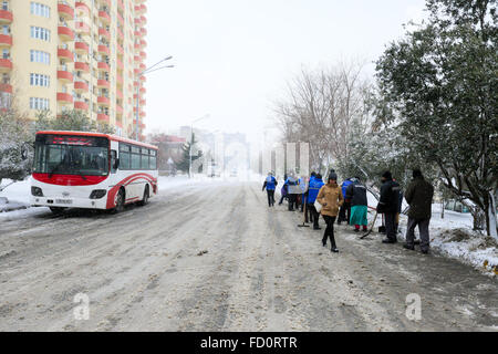 Baku, Azerbaijan. 26th Jan, 2016. General snow view in Guneshli ...
