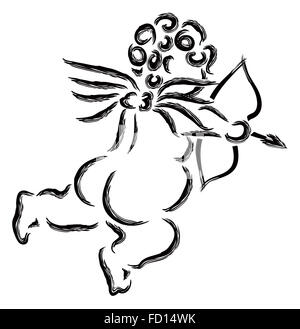 happy valentines day card with cupid Stock Photo - Alamy