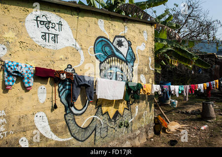 Nepal. Pokhara. clothes hanging Stock Photo - Alamy