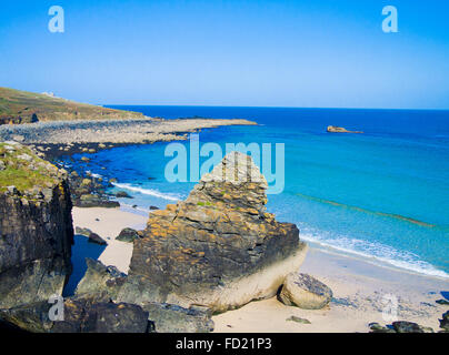 Clodgy Point Beach, Nr St Ives, Cornwall, England, UK in Summer Stock ...