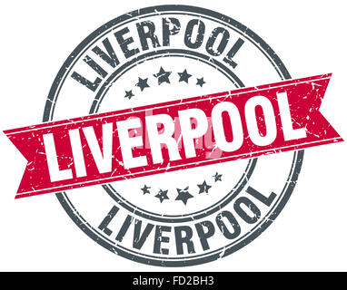 Liverpool red round grunge vintage ribbon stamp Stock Photo - Alamy