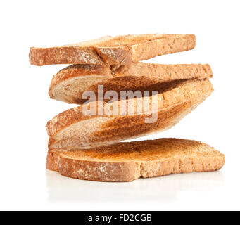 Pile of toast floating over a white background Stock Photo - Alamy