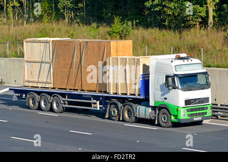 Loaded Timber lorry & trailer transporting cut logs from a Forest in ...