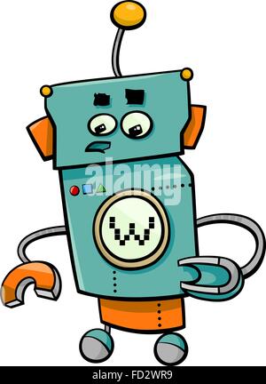 Cartoon Illustration of Robot or Droid Comic Character Stock Vector ...