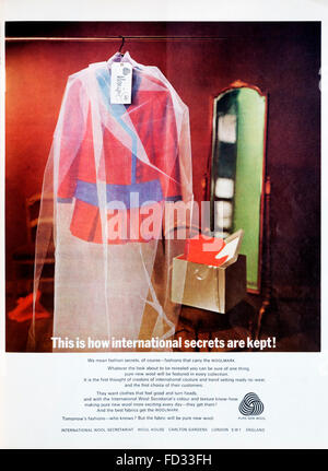1960s advert advertising pure wool and promoting the Woolmark Stock ...
