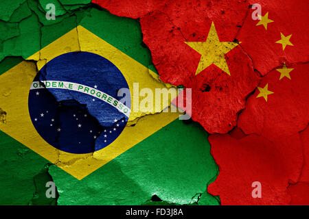 Flags of Brazil and China painted on cracked wall Stock Photo - Alamy