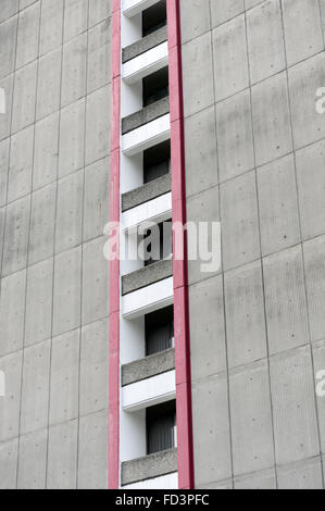 High-rise building with concrete balconies from the 70s in Kempten ...