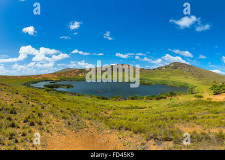 Rano Raraku Crater Lake, Rapa Nui National Park, Easter Island, Chile ...