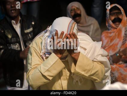 man praying during a zar ceremony, Qeshm Island, Salakh, Iran Stock ...