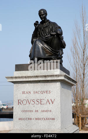 Statue of Jean-Jacques Rousseau, Geneva, Canton of Geneva, Switzerland ...