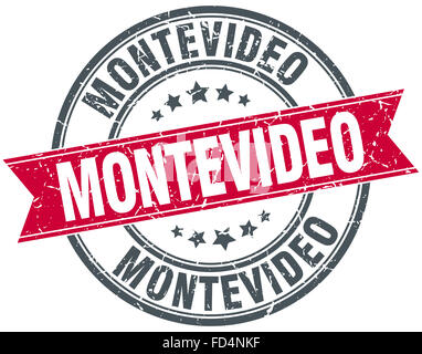 Montevideo red round grunge vintage ribbon stamp Stock Photo - Alamy