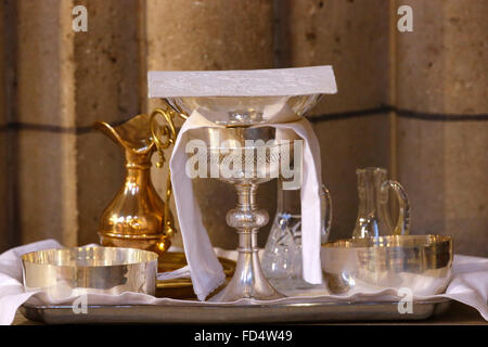 Liturgical vessels in a catholic church Stock Photo - Alamy