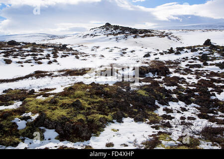 Wide panorama shot of winter mountain landscape in Iceland Stock Photo ...