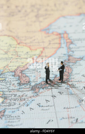 Map of Japan with miniature dolls Stock Photo - Alamy