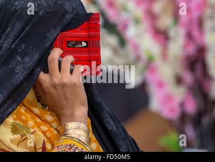 bandari women wearing mask burqa and veil, Qeshm Island, Salakh, Iran ...