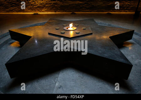 Black marble star-shaped tomb of the unknown jewish martyr in the Paris ...