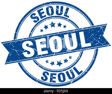 Seoul blue round grunge vintage ribbon stamp Stock Photo - Alamy