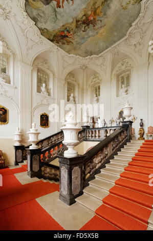 Staircase, balustrade, Rococo palace, Schloss Solitude, built by Duke ...