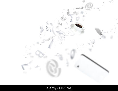 Background image with computer devices and globe Stock Photo - Alamy