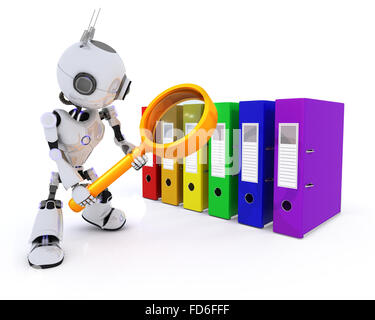 3D render of a robot searching with magnifying glass Stock Photo - Alamy