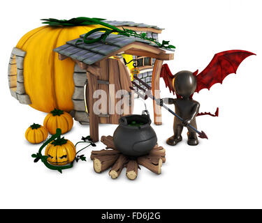 3D Render of Morph Man Daemon with pumpkins Stock Photo - Alamy