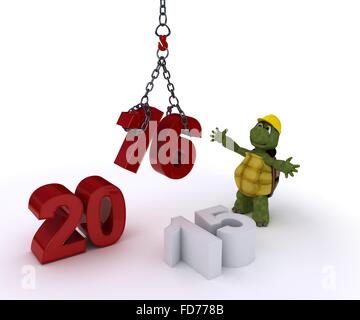 3D render of a tortoise bringing in the new year Stock Photo - Alamy