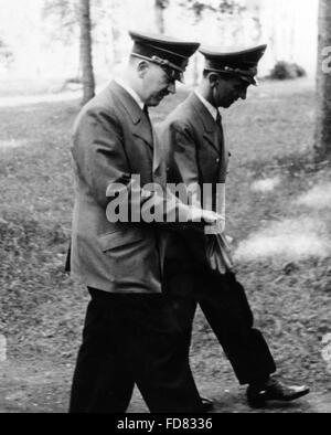 Adolf Hitler and Joseph Goebbels (l). Date and place unknown ...